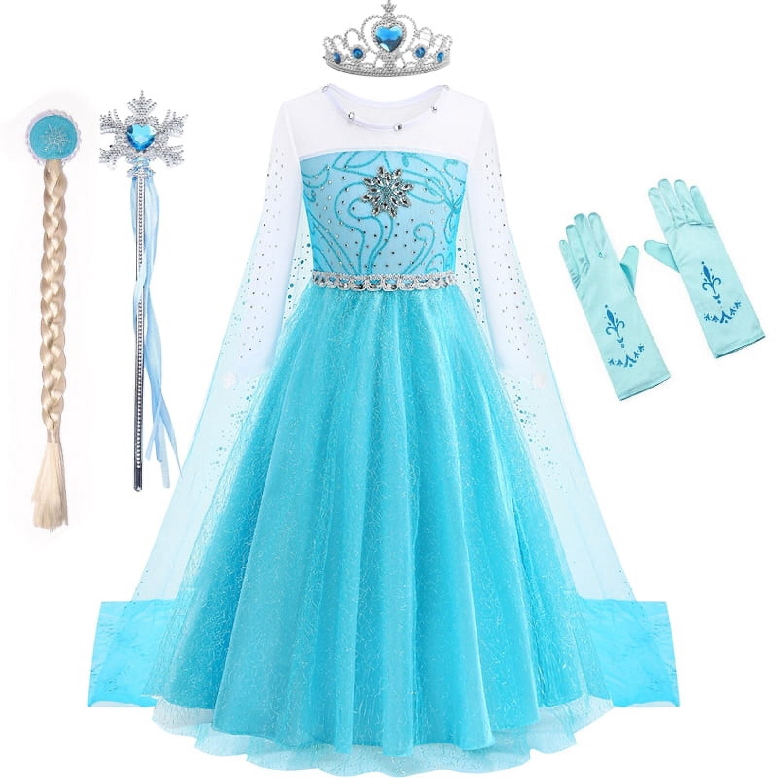 Vestido de Elsa de Disney para niñas, disfraz de Reina de las Nieves ...