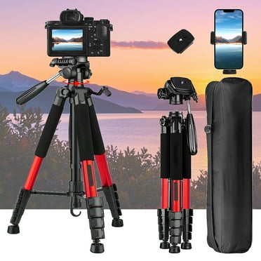 onn 52" Aluminum Compact Camera Tripod Adjustable Height, Light Weight ...