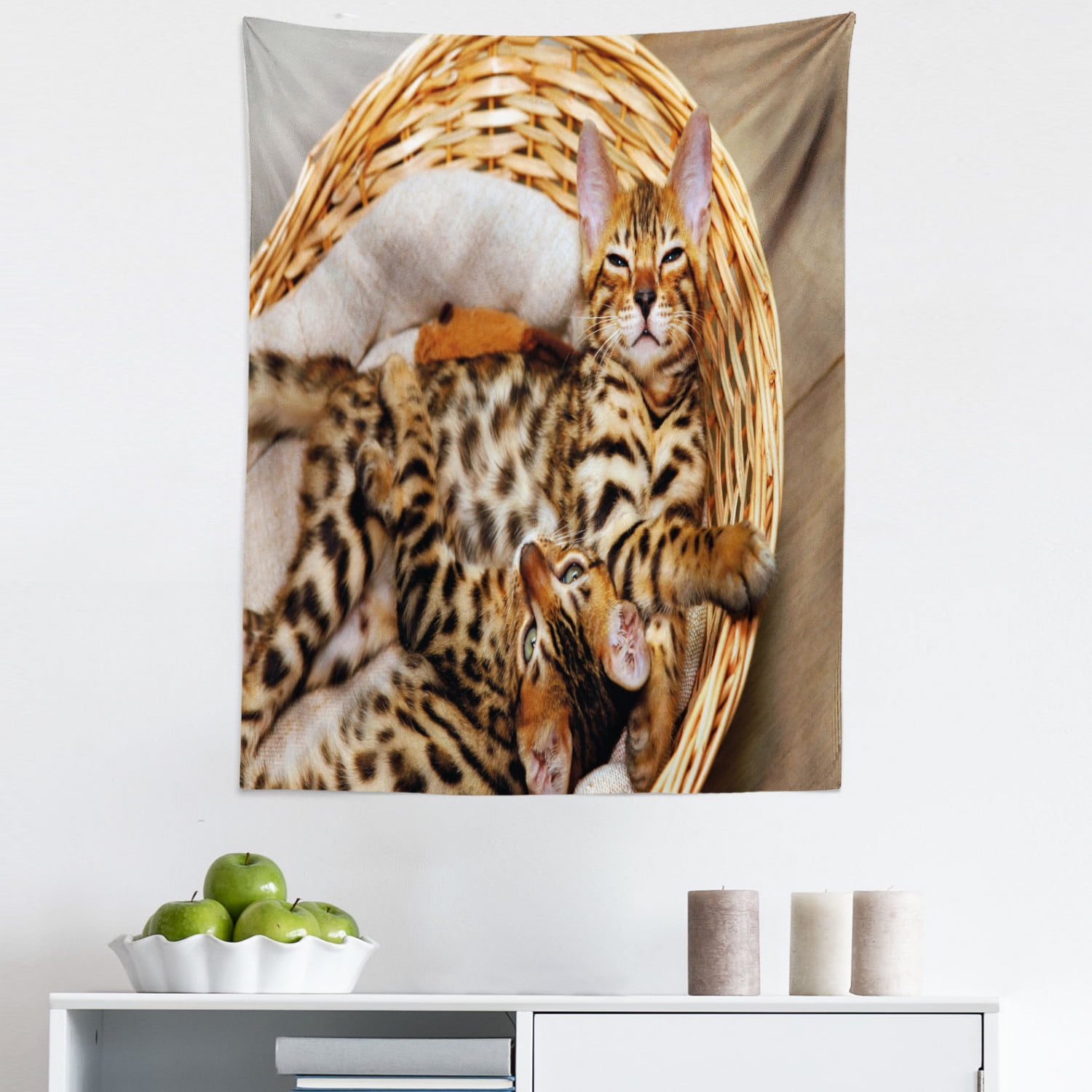 Kitten Tapestry, Little Bengal Cats in Basket Cuddly Purebred Kitties ...