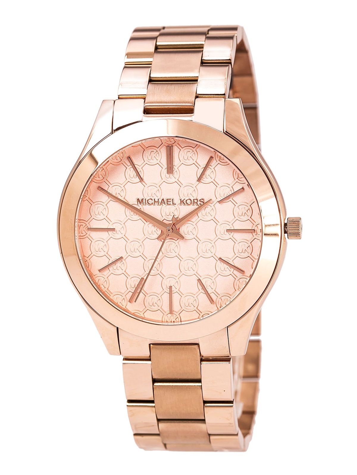 Michael Kors Mini Slim Runway 34mm Steel Rose Dial Quartz Ladies Watch ...