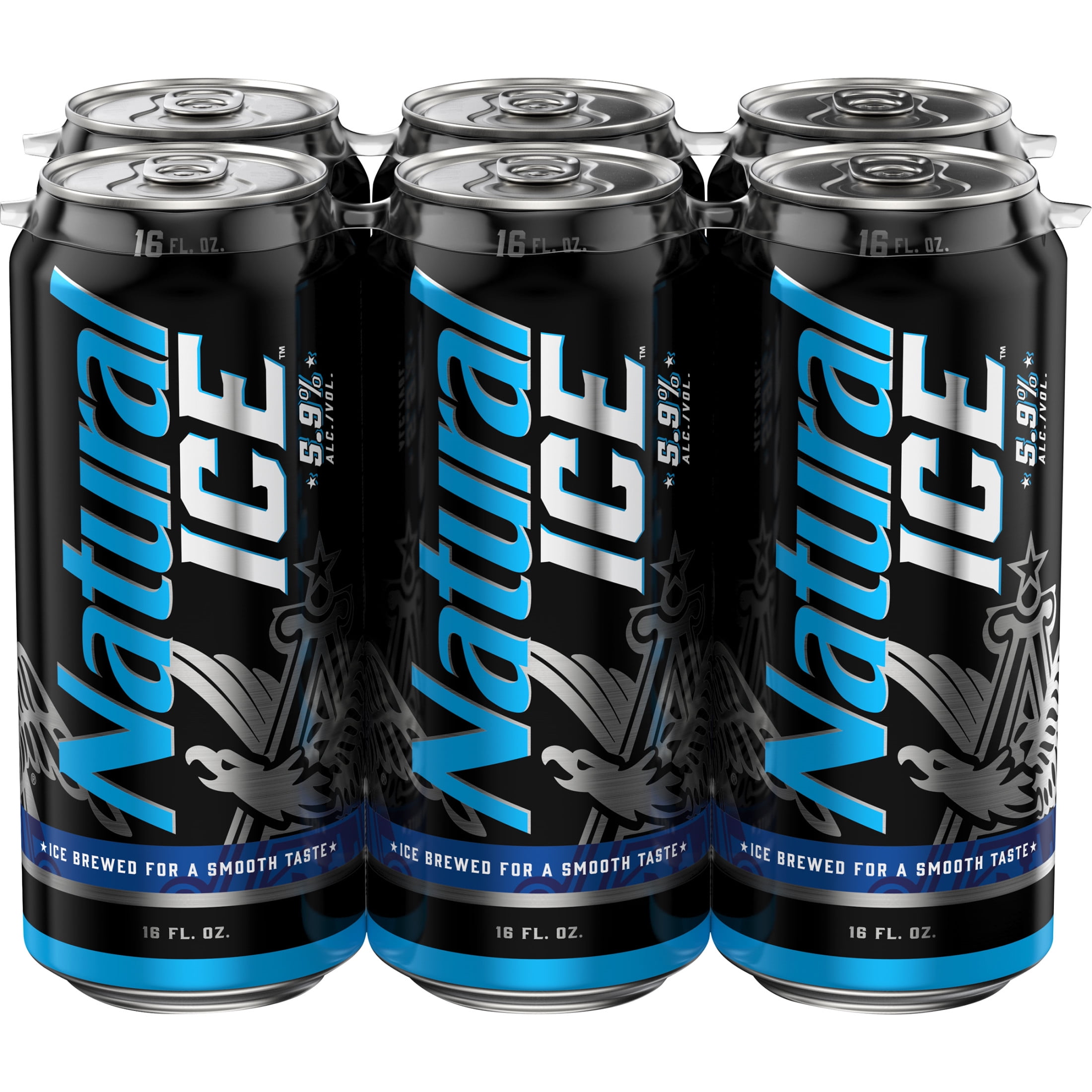 Natural Ice Beer, 6 pack, 16 fl oz Cans, 5.9% ABV - Walmart.com