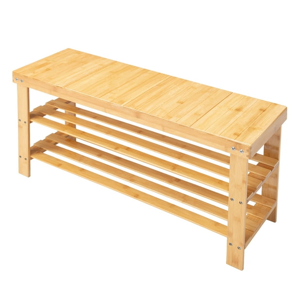 Ktaxon 35.5inch Shoe Bench Rack with 3-Tier Shelves Organizer Bench ...