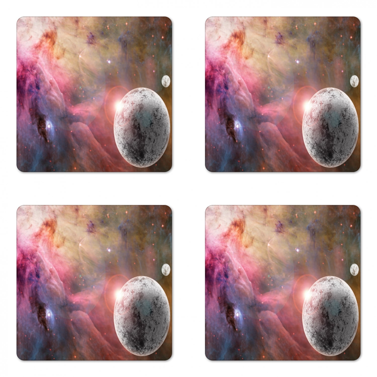 Outer Space Coaster Set of 4, Unknown Frozen Planet in a Star Field ...