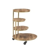 Linon Carter Metal and Wood Four Tiered Side Table with Wheels in Gold ...