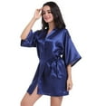 Dengjunhu Women Satin Robes Sexy Silky Bathrobe Lace V Neck Bridesmaid