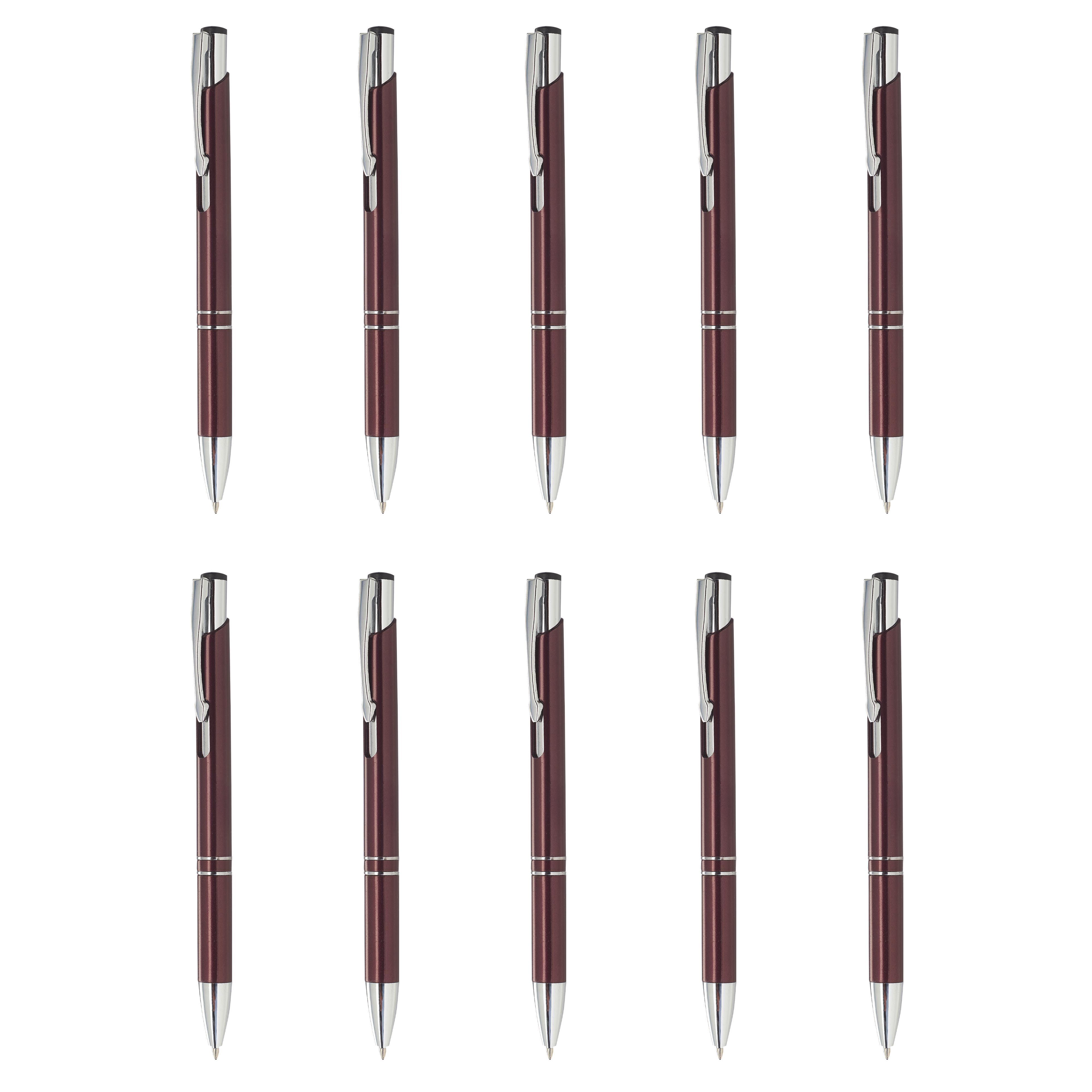 10 Retractable Plastic Ballpoint Pens Pack - Slim barrel, click action ...