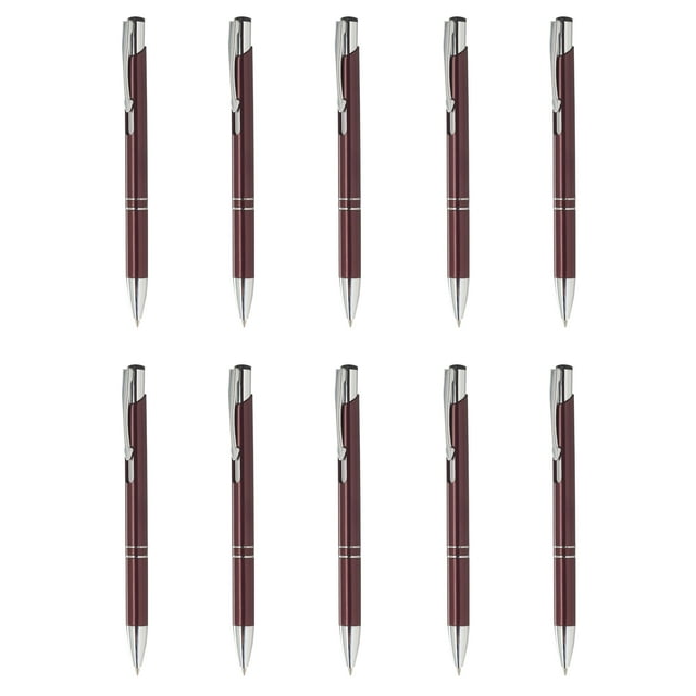 10 Retractable Plastic Ballpoint Pens Pack - Slim barrel, click action ...