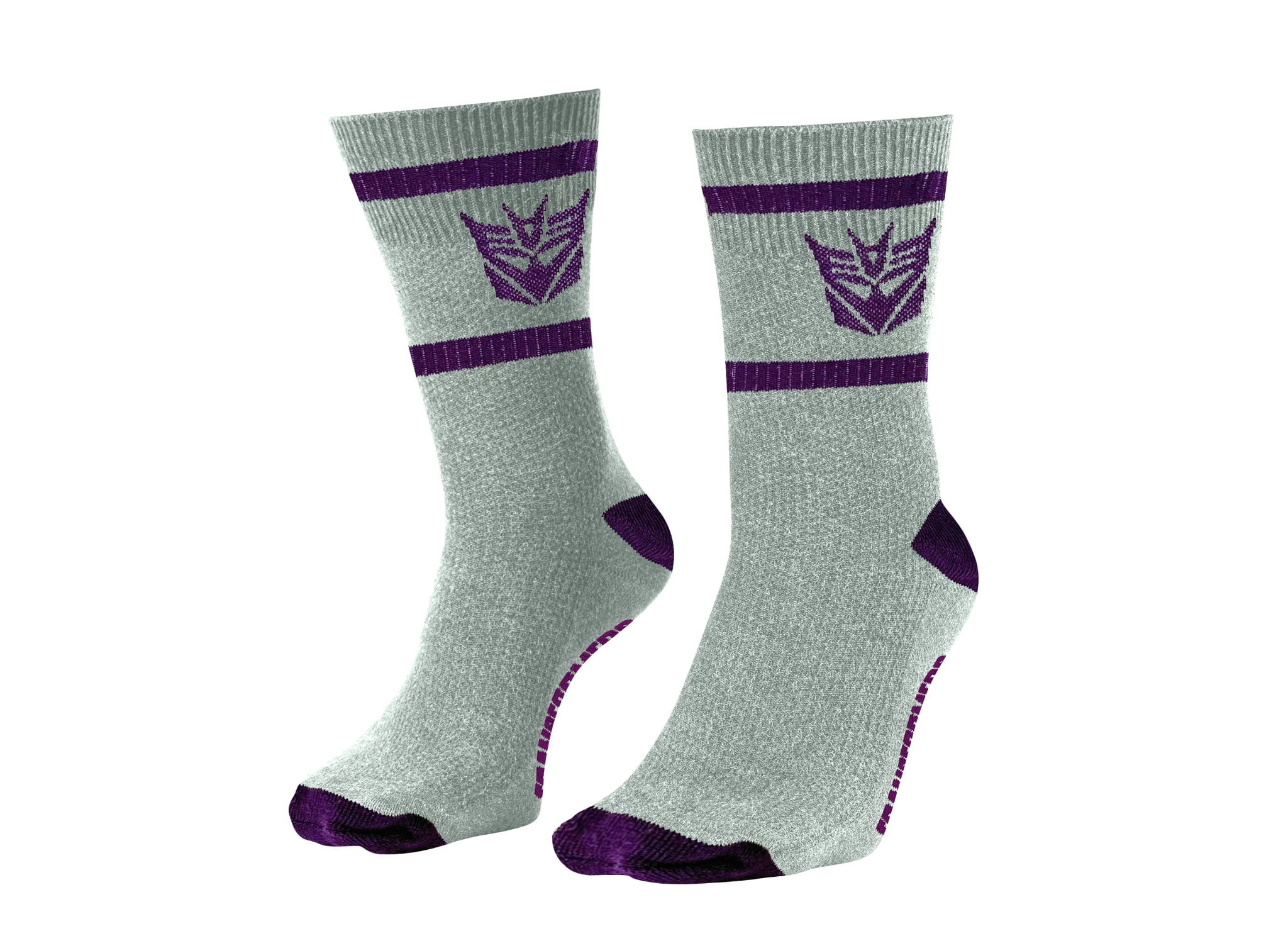 Hasbro Transformers Decepticons Symbol Grey and Purple Crew Socks ...