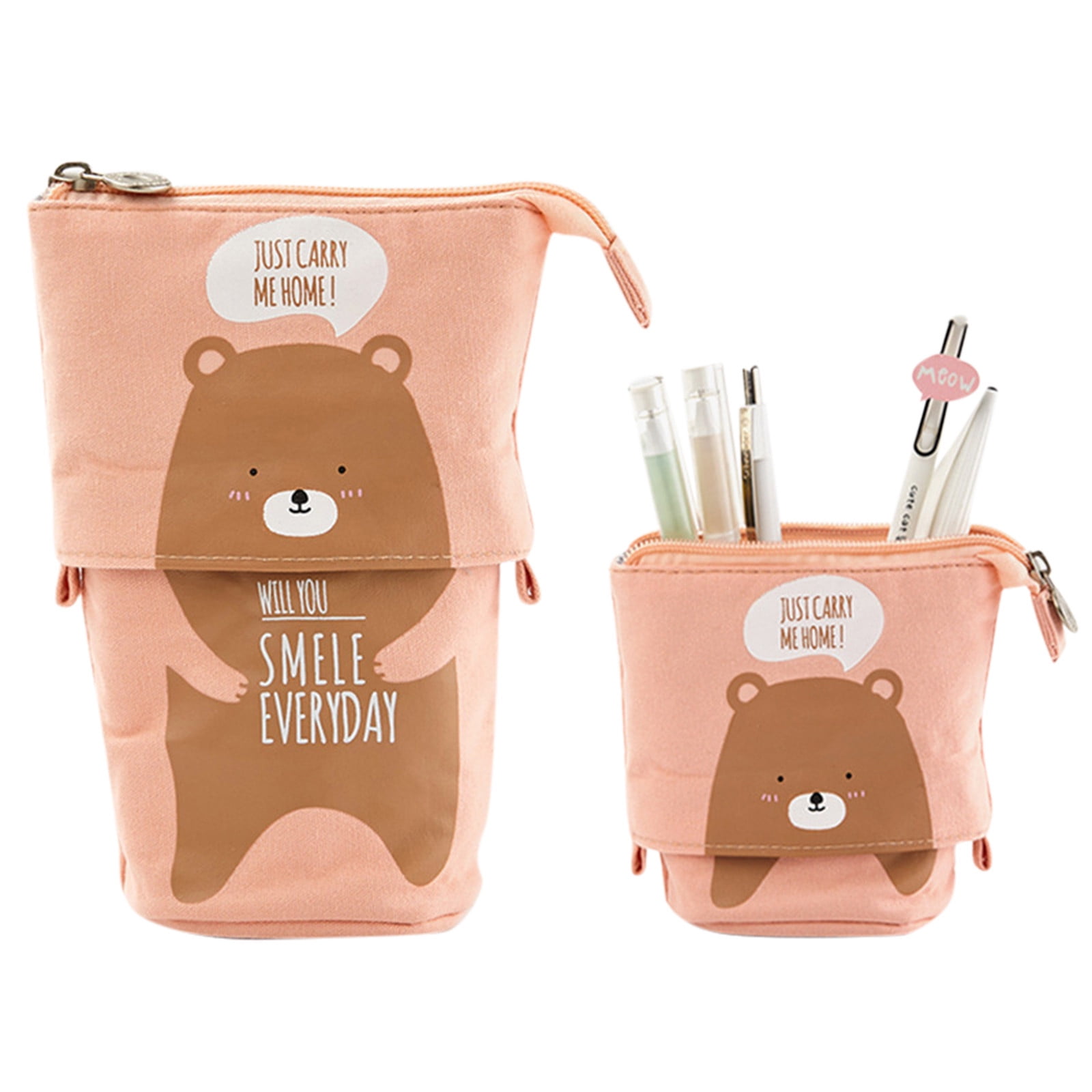 Pompotops Pen Pencil Telescopic Holder Stationery Case Corduroy Stand ...