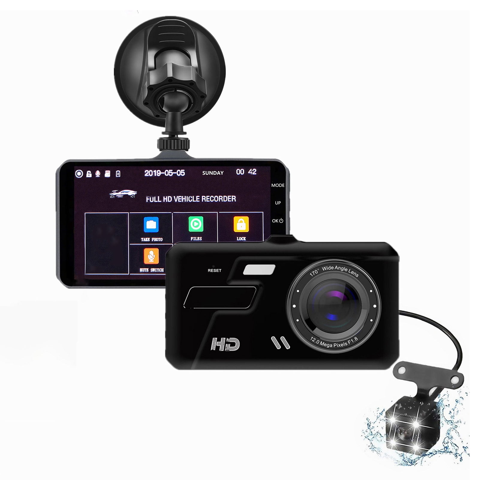 Car Driving Recorder 4 Inch Touch 1080P Dual-Screen Dash Cam | Walmart ...