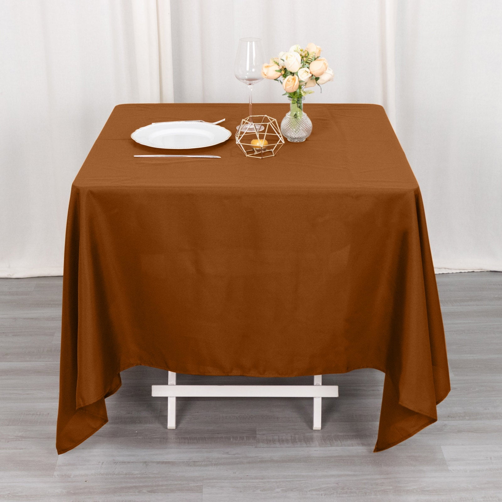 Efavormart 70" Square Linens Cinnamon Brown Wholesale Linens Polyester ...