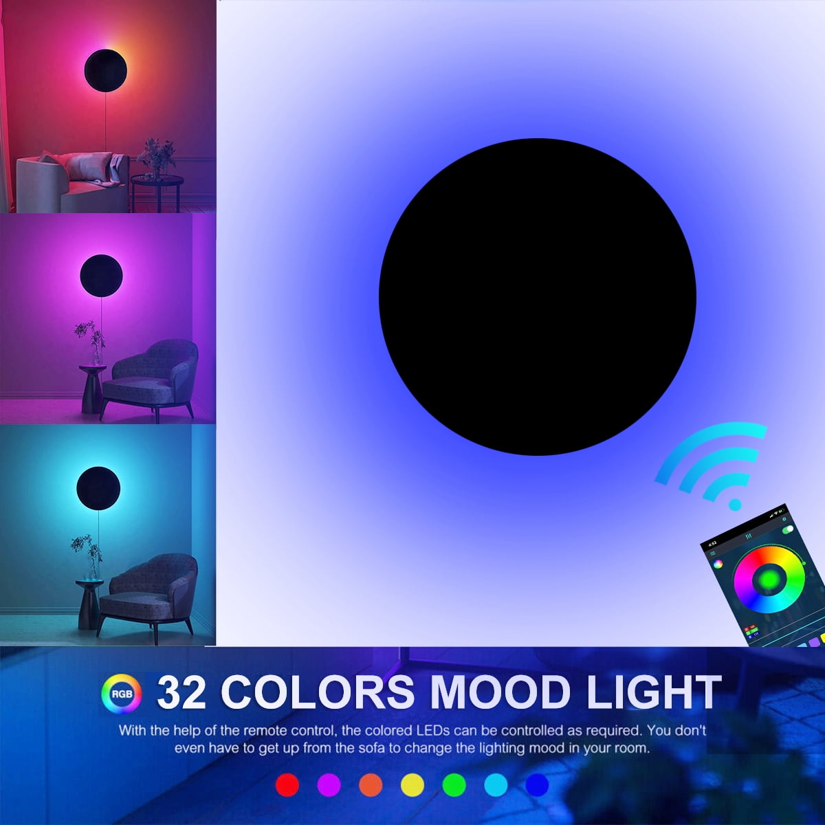 15.7inch RGB Wall Light Modern Wall Lamp, Color Changing LED Light ...