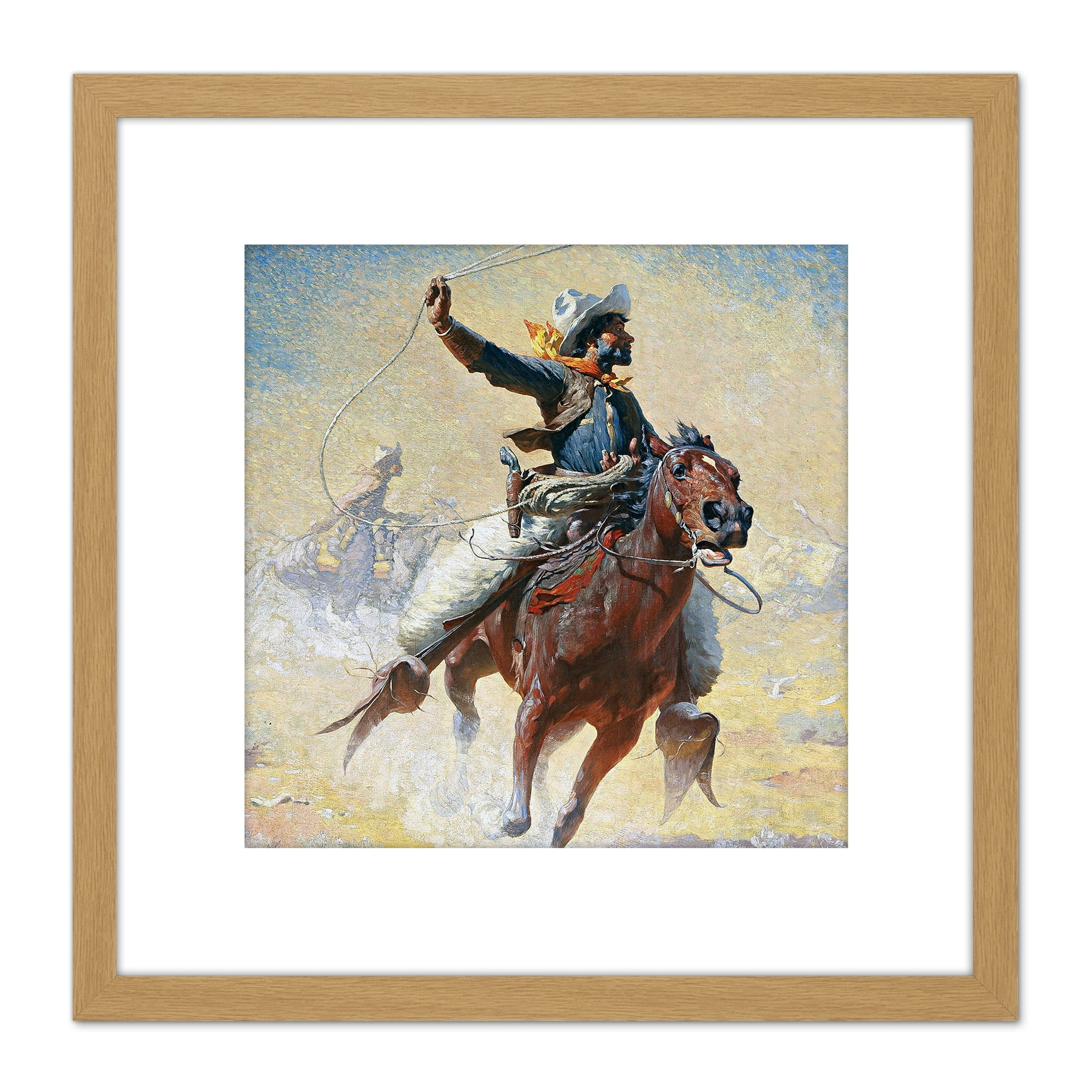 Leigh The Roping Cowboy Lasso Horse Painting 8X8 Inch Square Wooden ...
