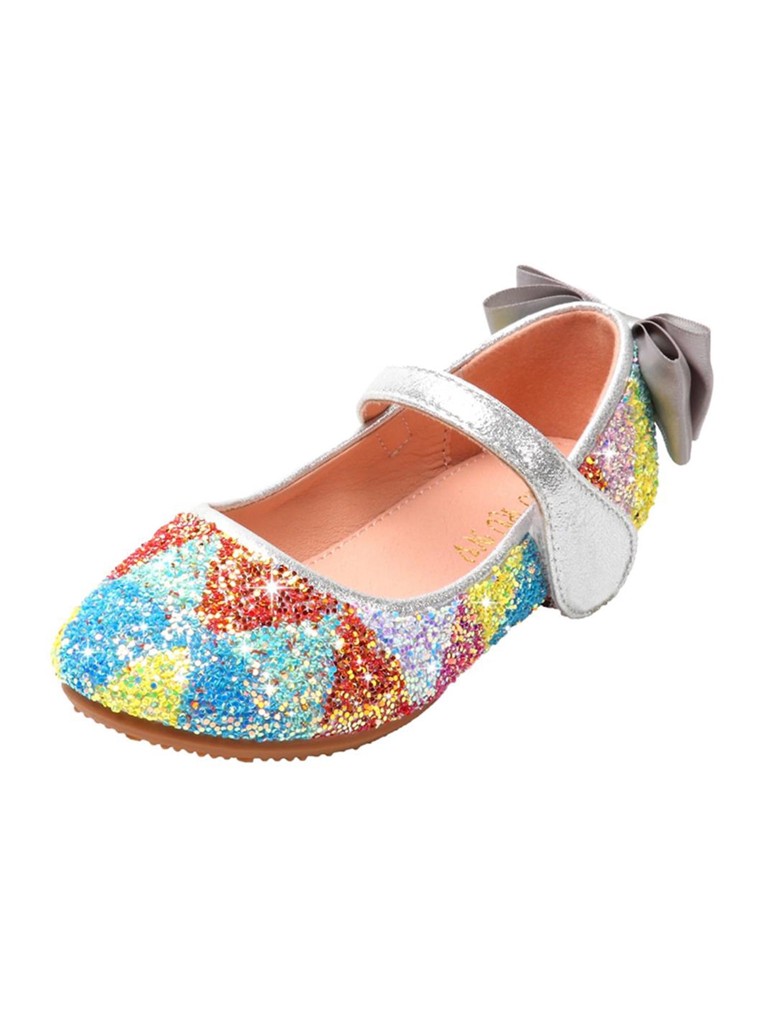 Pfysire Kids Girls Flat Shoes Princess Sequin Party Bridal Glitter ...