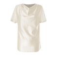 Bibifish Womens Tee Tops Solid Color V Neck Mesh Draped Neck Silky Soft ...