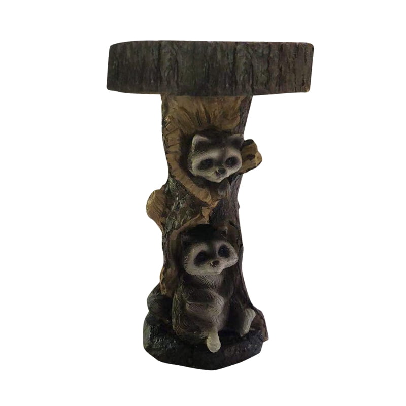 Resin Raccoon Birdbath Animal Statue Outdoor Birdfeeder Resin ...