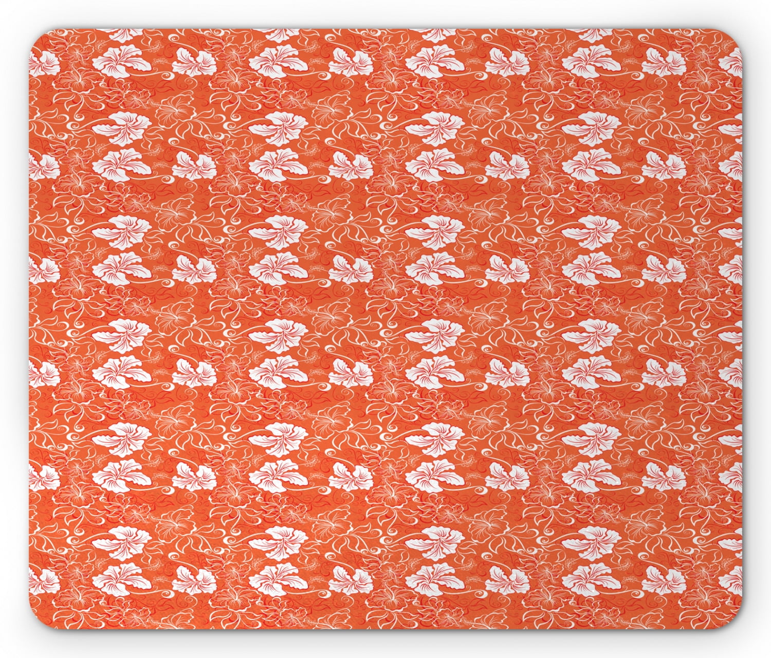 Burnt Orange Mouse Pad, Hawaiian Hibiscus Pattern with Swirls and ...