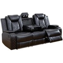 AYCP Multifunction Power Air Leather Recliner Sofa Loveseat Set with ...