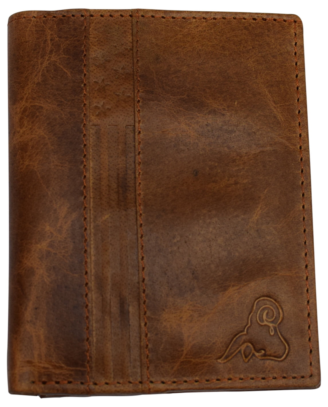 USA RFID Leather Slim Thin Bifold ID Money Wallet Oval Shape Badge ...
