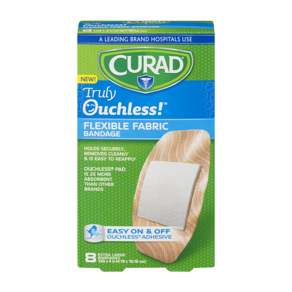 Curad Truly Ouchless! Flexible Fabric Bandages, XL, 8 Ct - Walmart.com