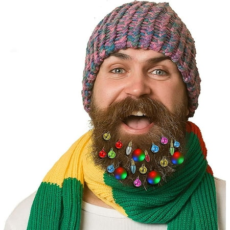 26 Pieces Light Up Beard Ornaments, 4 Pieces Beard Lights Beard Bauble ...