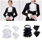 Yokua False Cuffs and Ruffled Lace Colonial Jabot Collar Set for Themed ...