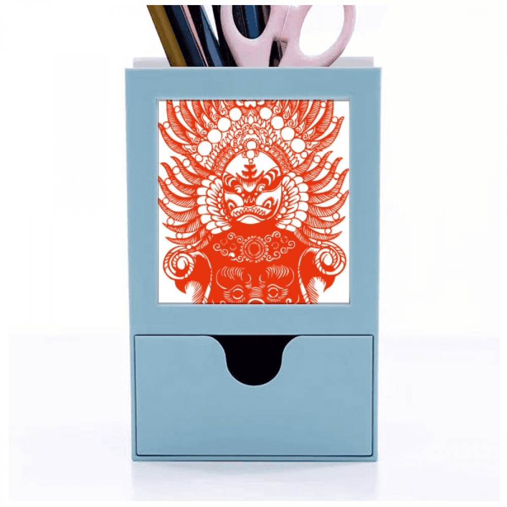 Peking Opera Red Gongtongguan Paper-cut Desk Supplies Organizer Pen ...