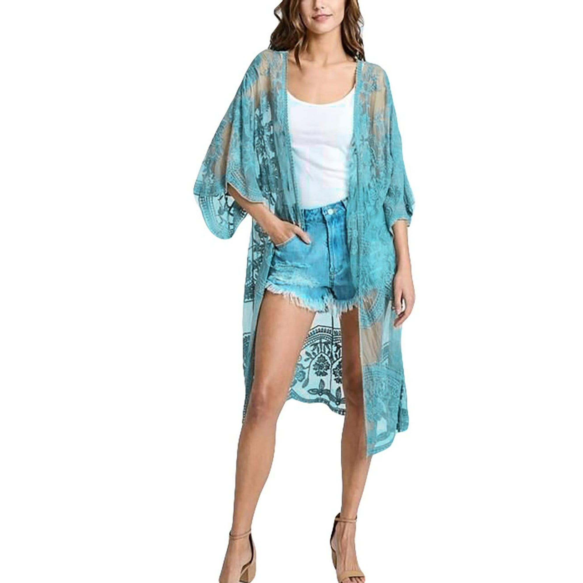 Click here for Bsubseach Women Swimsuit Cover Up Mesh Lace Kimono... prices