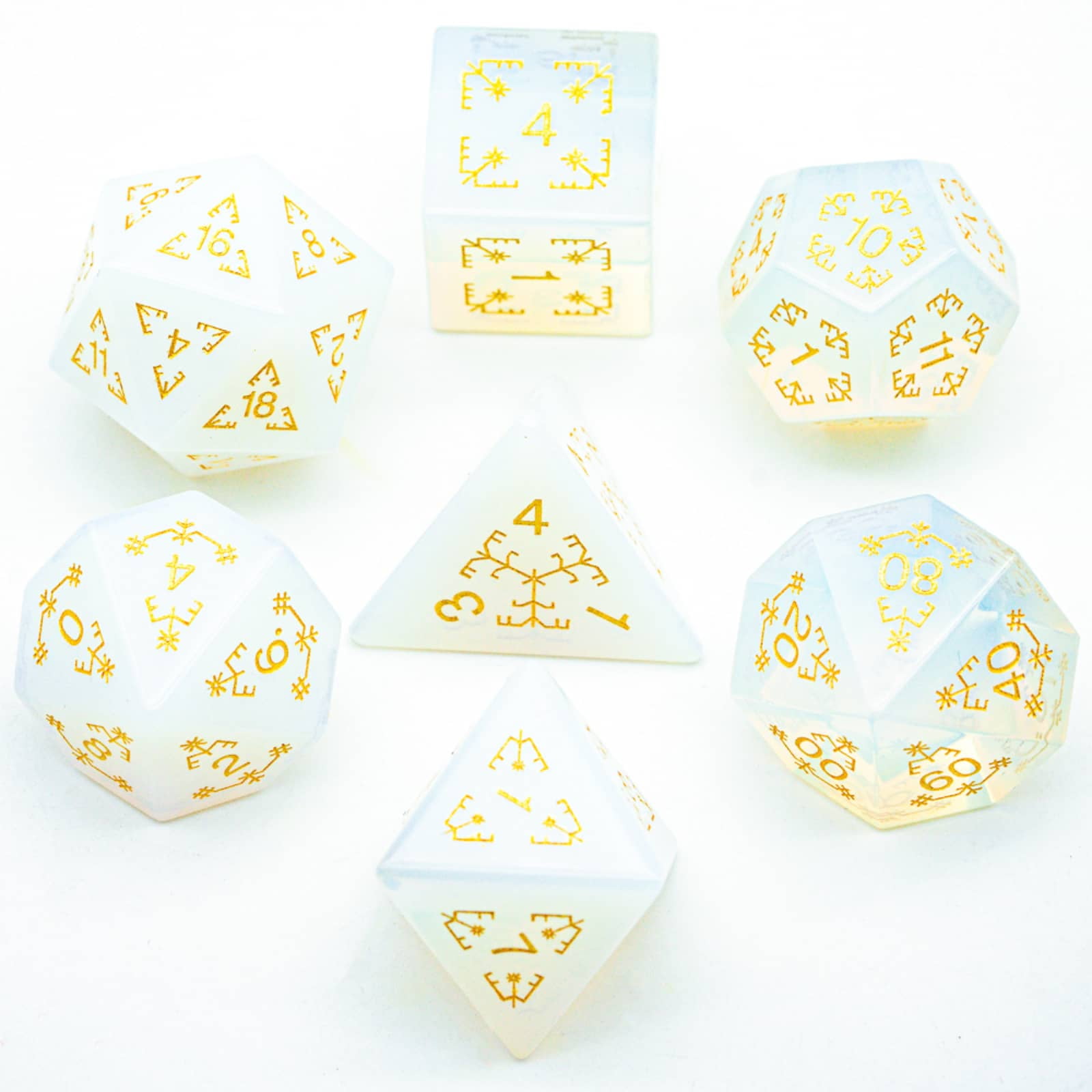 Cusdie Set of 7 Handmade DND Stone Dice, 16mm Polyhedral Stone Dice Set ...