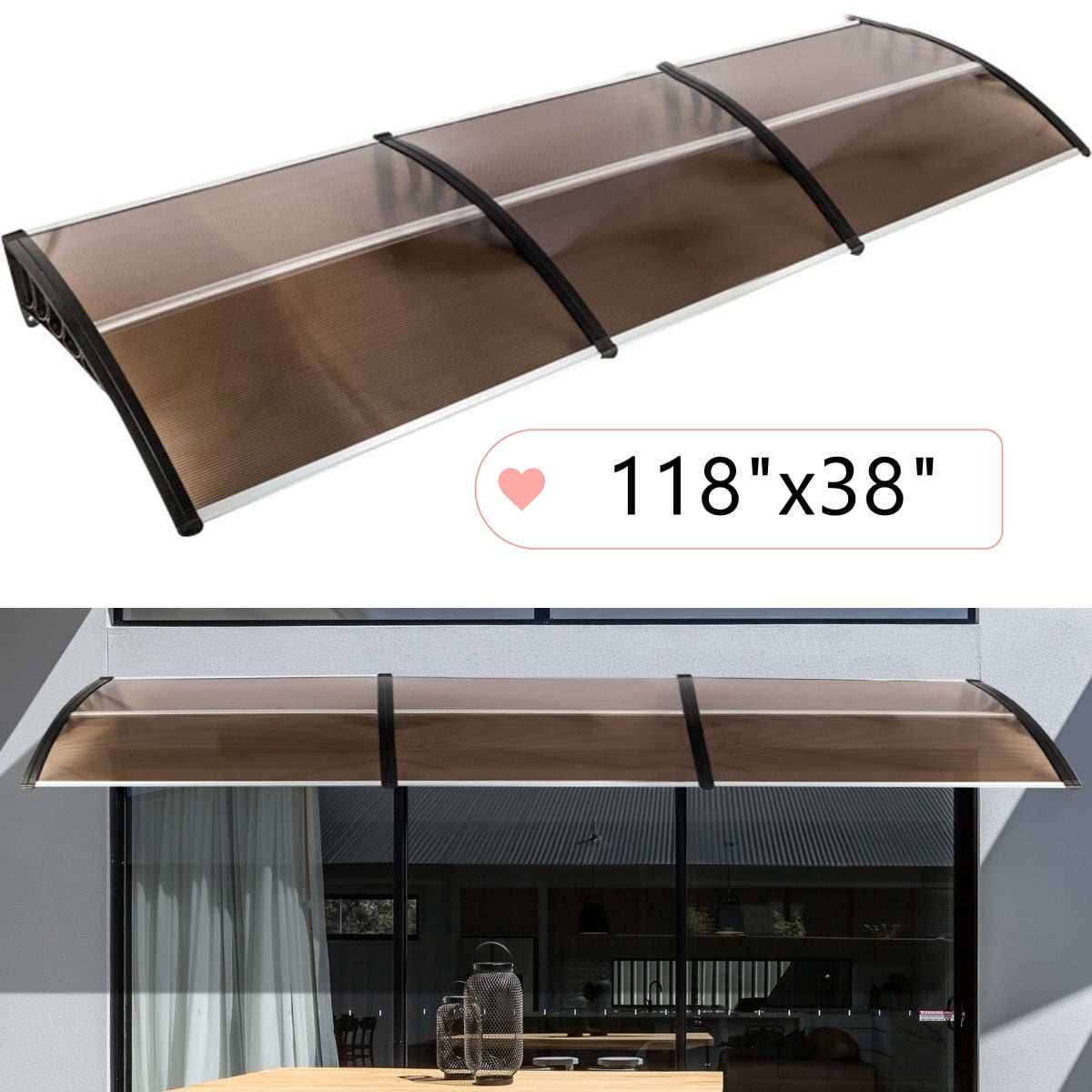 Goorabbit Front Door Awnings Canopies, Modern Polycarbonate Window ...