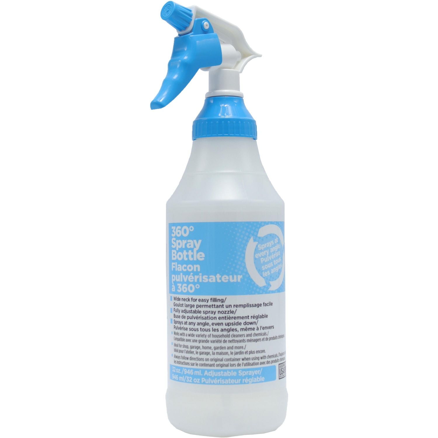 The Bottle Crew 32 Ounce All Angle Wide Mouth Plastic Spray Bottle, 32 ...
