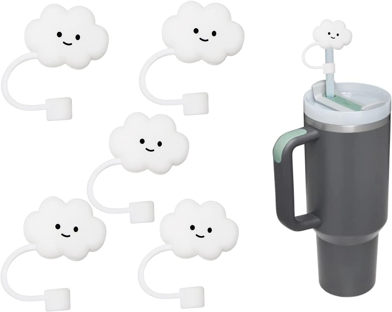 5Pcs Cloud Straw Tip Covers, Dust-Proof Straw Cap Toppers, Reusable ...