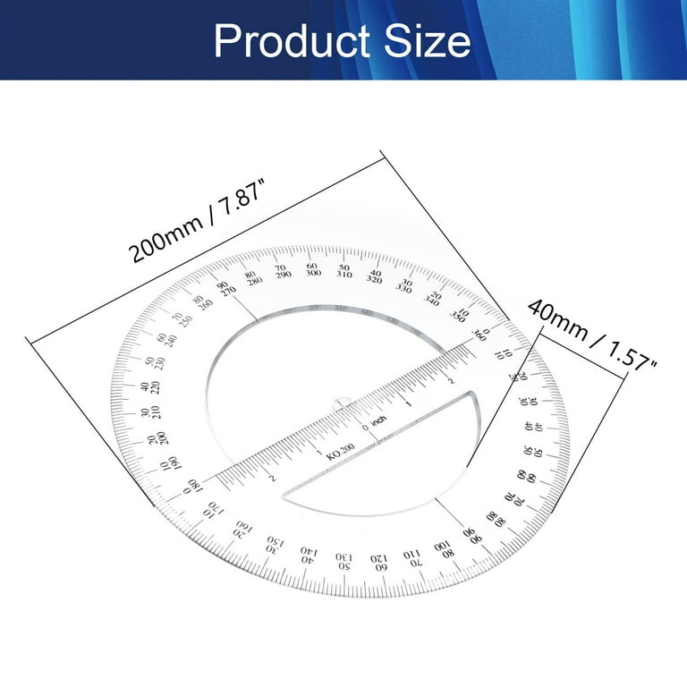 Plastic Protractors 8-Inch Clear Plastic Protractor - 360 Degree Math ...