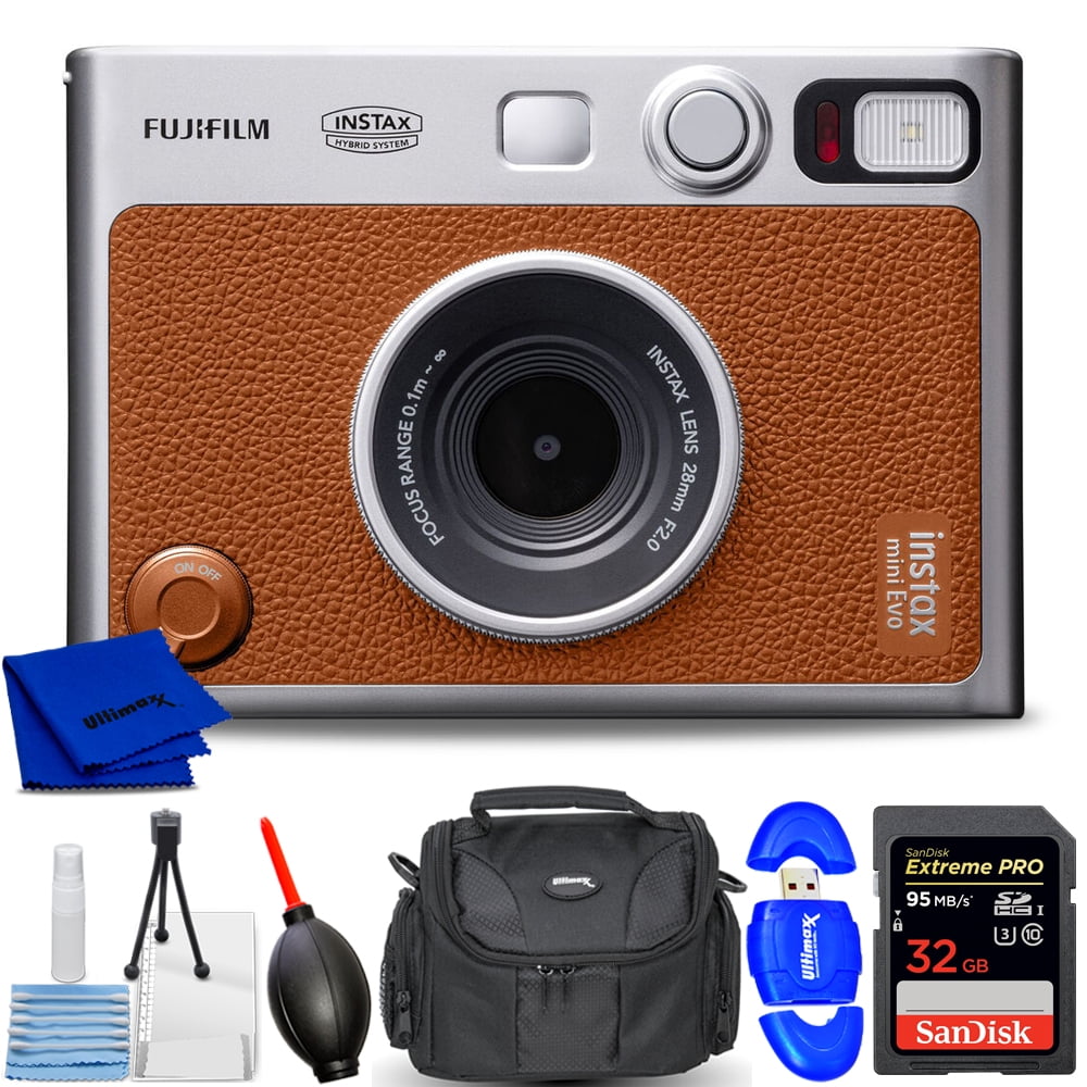 FUJIFILM INSTAX MINI EVO Hybrid Instant Camera (Brown) 16812534 - 7PC ...