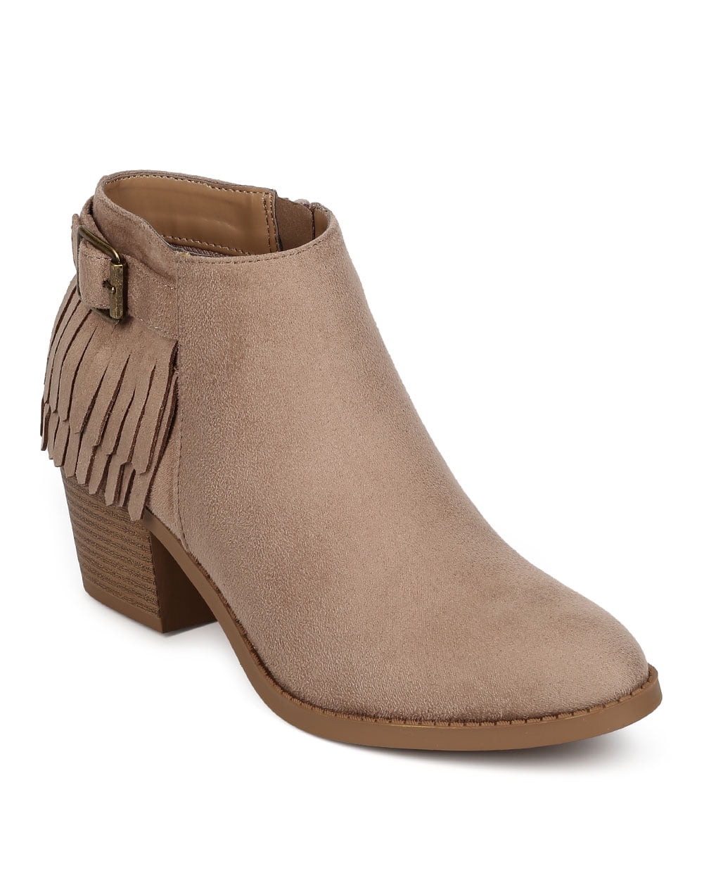 New Women Soda Maxwell Suede Almond Toe Buckle Fringe Back Western ...