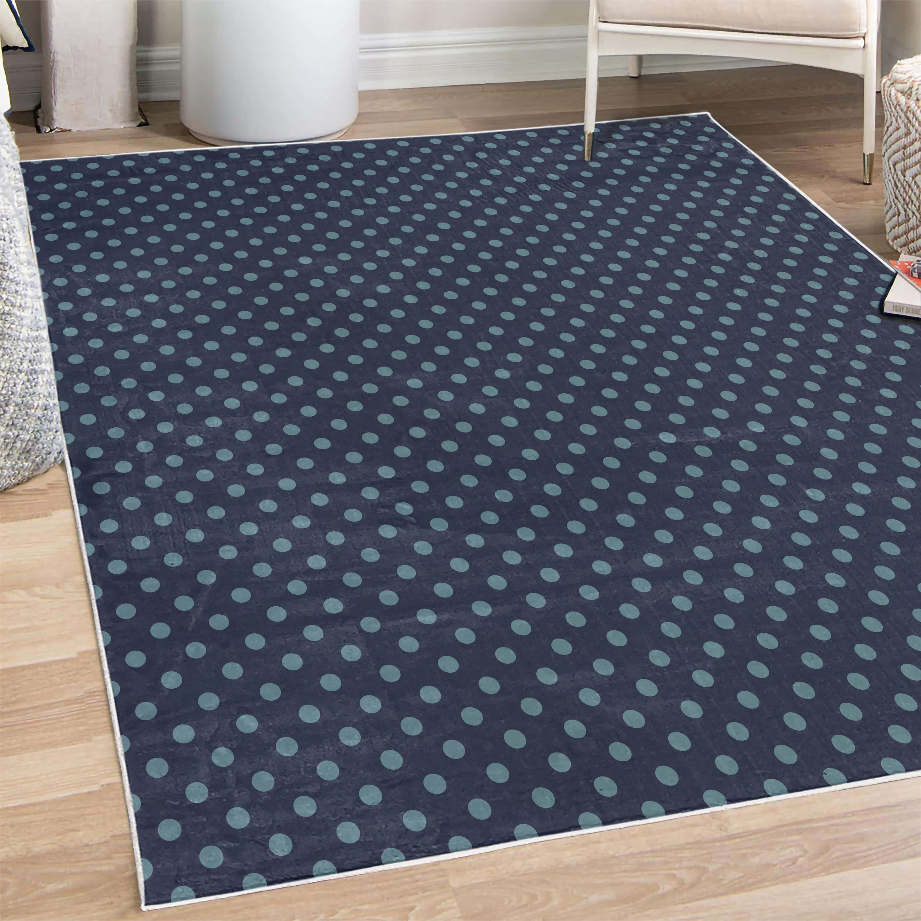 Polka Dots Decorative Rug, Tiny Little Retro Circles Vintage Style ...