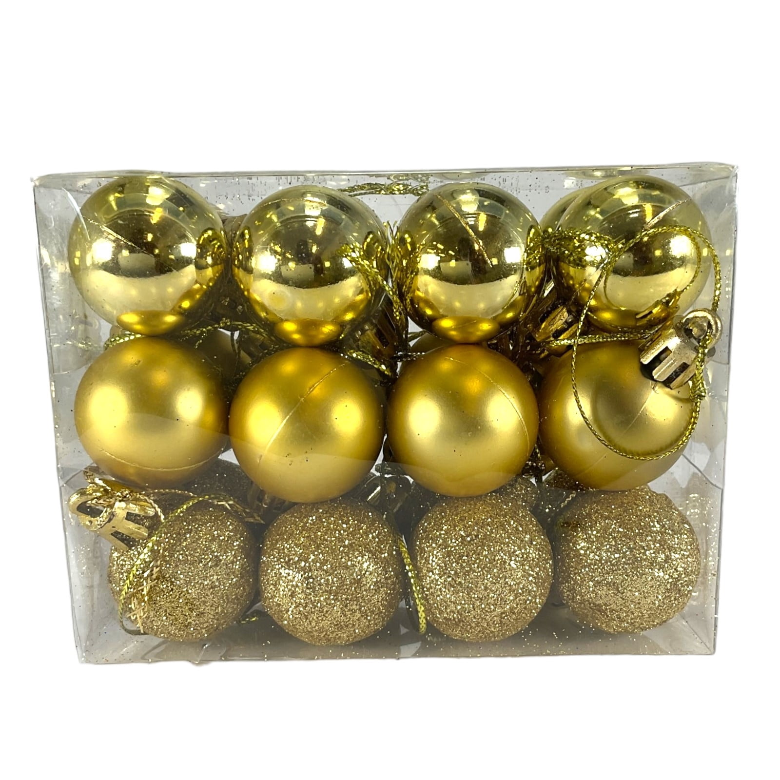 Pinnacle Peak Trading 1 Inch Gold Mini Christmas Ball Ornament 24 Piece ...