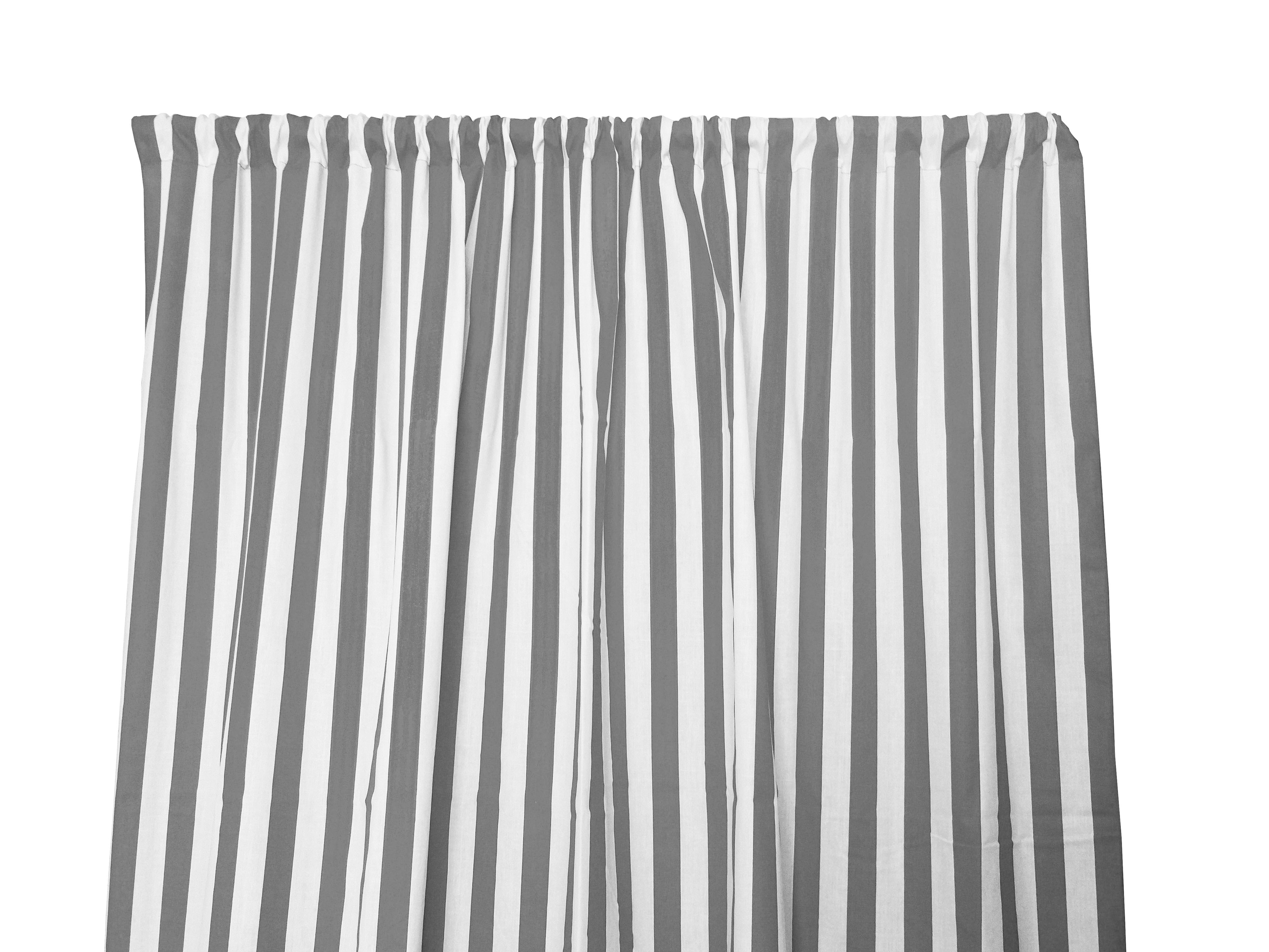 Cotton Curtain Stripe Print 58 Inch Wide /1 Inch Stripe Grey and White ...