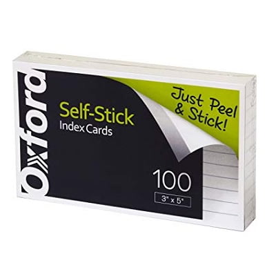 Index Cards-Self-Stick, 3X5 Ruled, White 100/Pack - Walmart.ca