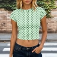 ATOYSOY Womens Cute Polka Crop Tops Short Sleeve Crew Neck T Shirts ...
