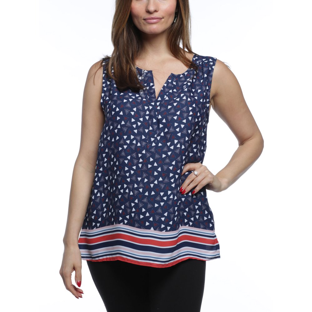 Zac And Rachel Zac And Rachel Womens Sleeveless Print Crepe Top Blue