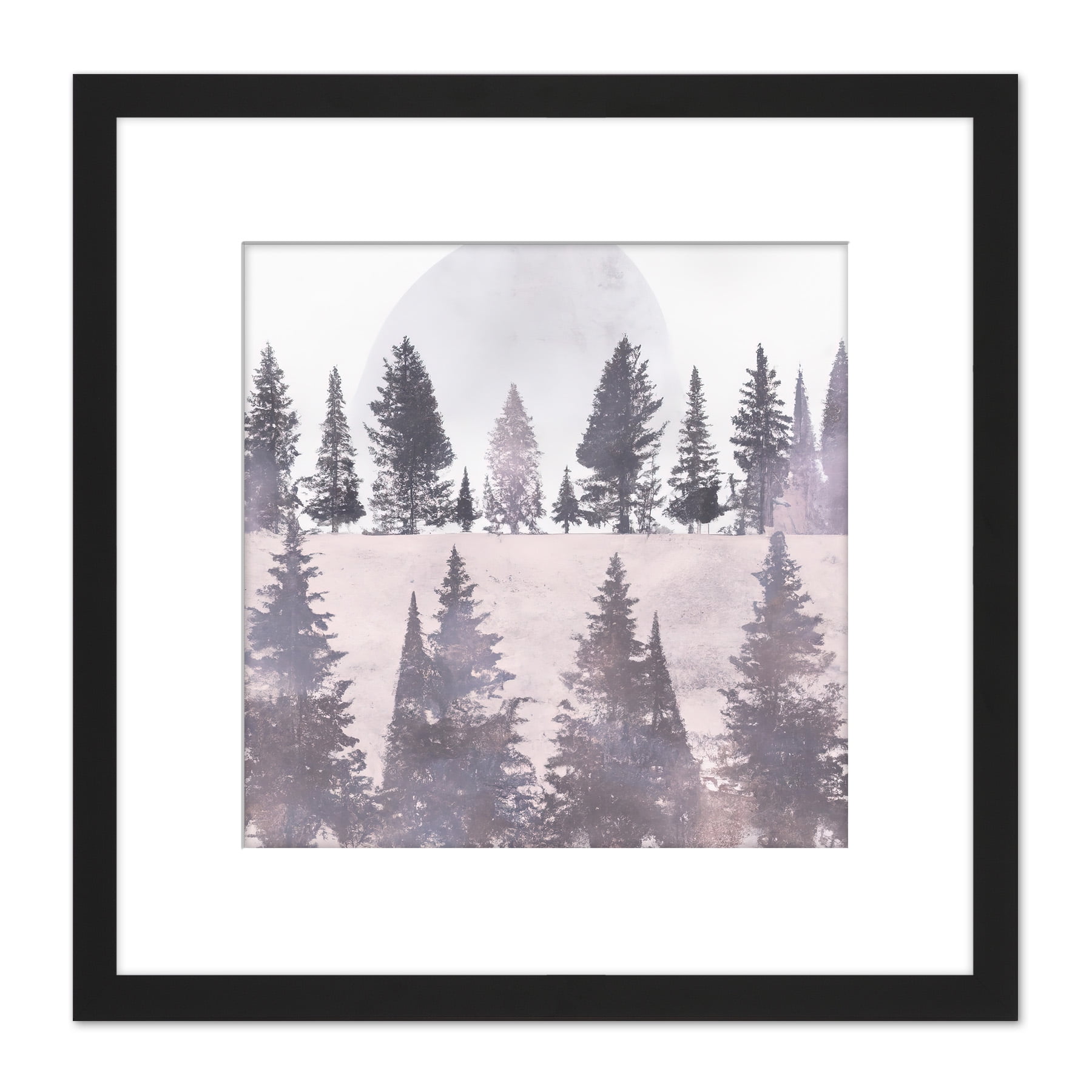 Pine Tree Forest Landscape Soft Pastel Colour Painting Square Wooden ...