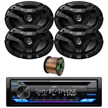 JVC KD-T910BTS Single DIN In-Dash CD Player Bluetooth USB AUX AM/FM Radio Receiver Bundle Combo ...