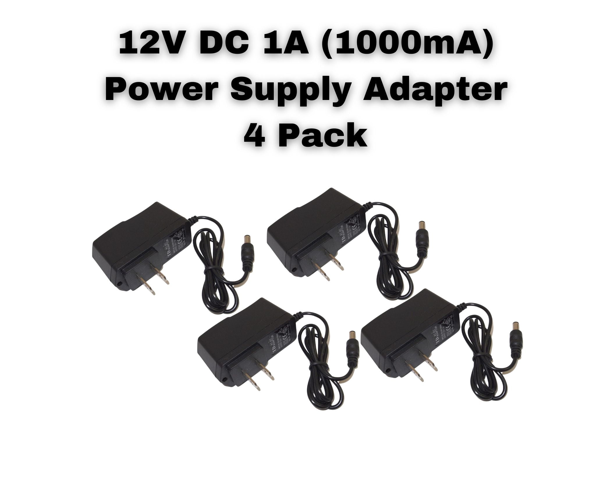 Evertech 4 Pack DC 12V 1000mA 1A Power Supply Adapter for 12 Volt ...