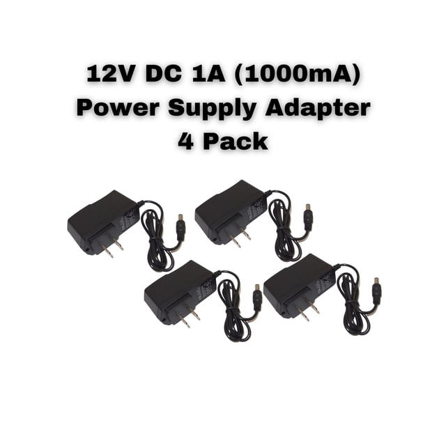 Evertech 4 Pack DC 12V 1000mA 1A Power Supply Adapter for 12 Volt ...