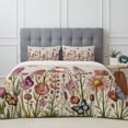 Beige Floral Comforter Set Queen Size, Spring Lavender Wildflowers Blue ...