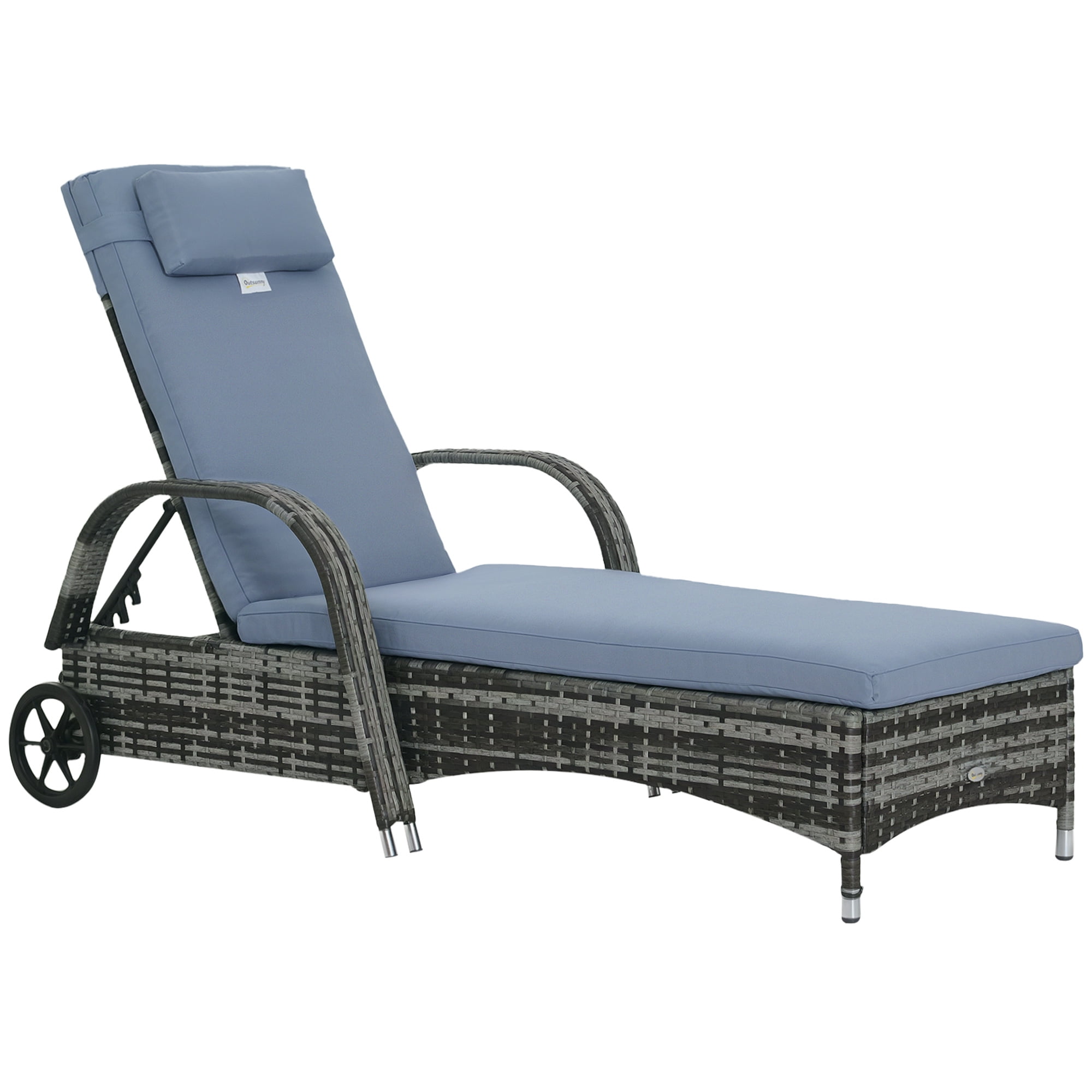 Click here for Outsunny Wicker Chaise Lounge - Set Of 1  Steel  5... prices