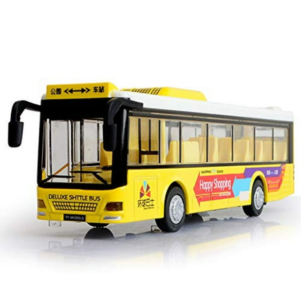 PEACNNG Metal Bus Toy - Bus for Kids with Sound and Light Effects ...