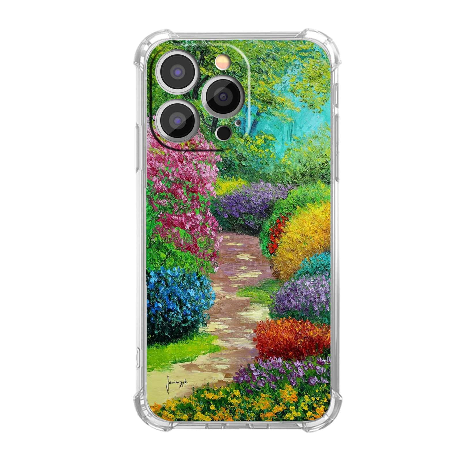 Multicolored Garden Painting Case for iPhone 14 Pro Max,Aesthetic Art Design Pattern Soft Full ...