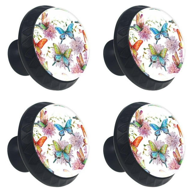 4 Pcs Butterflies Texture Knobs for Kitchen Cabinet Cupboard Dresser Bookcase Drawer Pulls ...